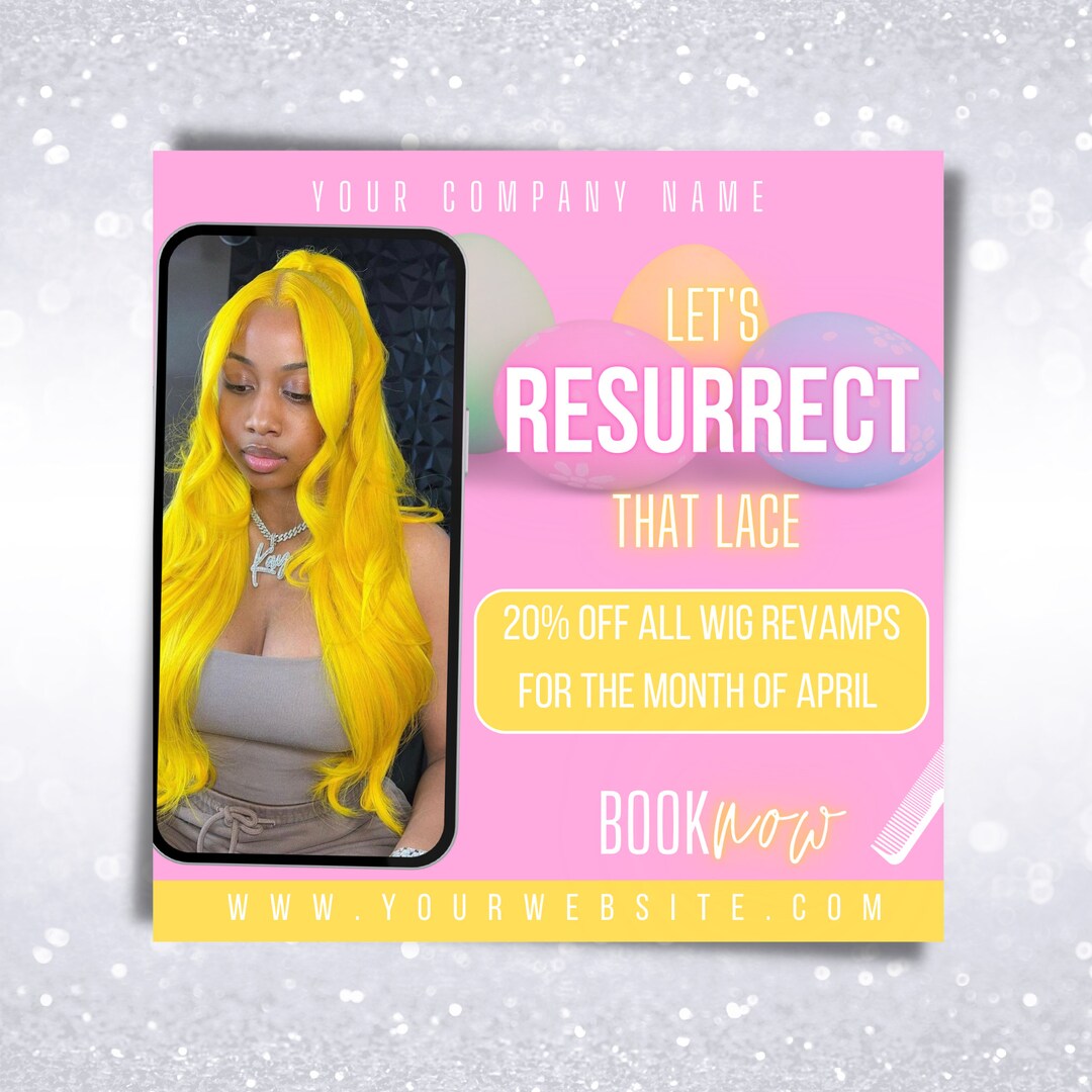 Easter Wig Flyer, Hair Flyer Special, Pink Yellow Wig Revamp, Hair ...
