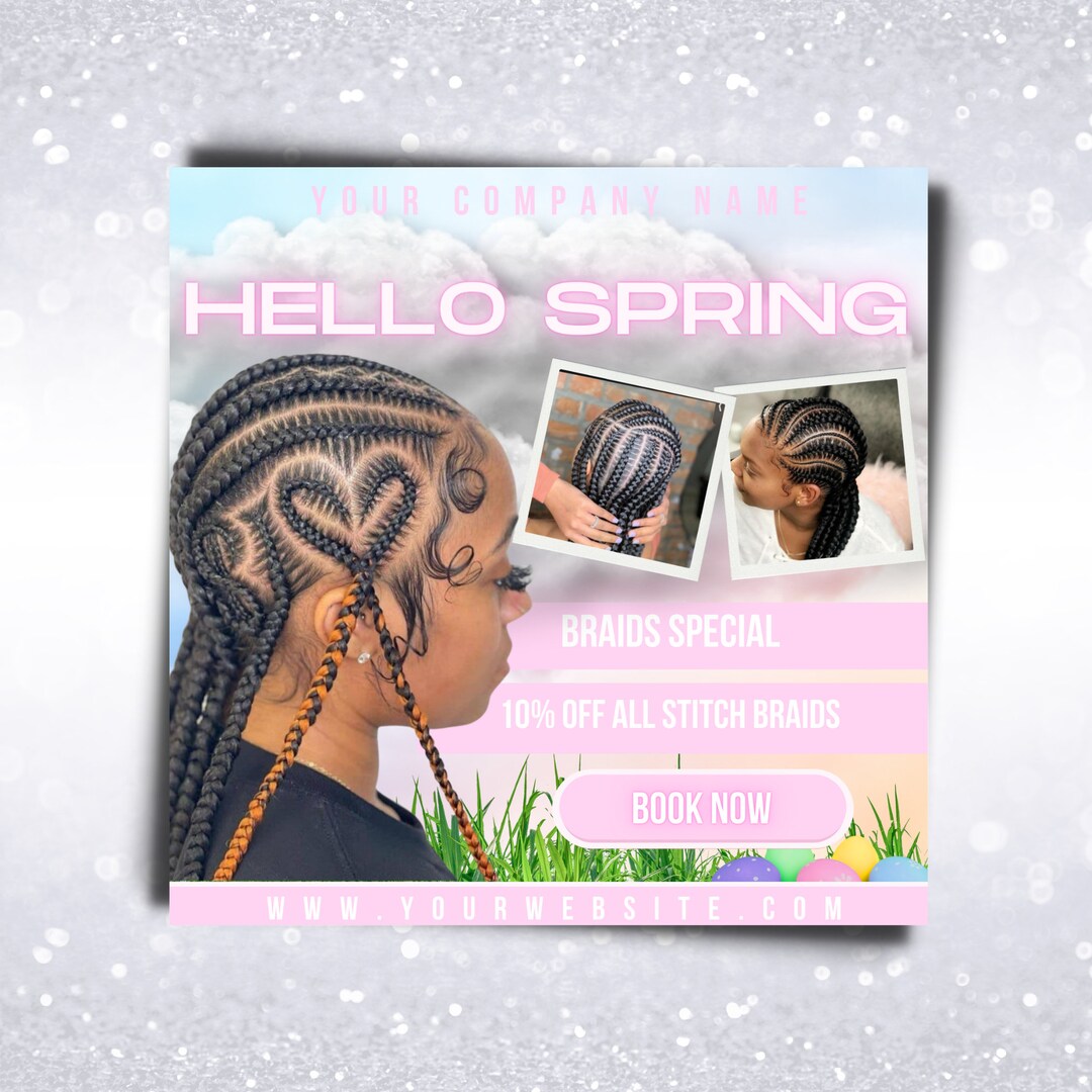 Spring Braid Flyer | Braids Flyer | Flash Sale Hairstylist Braiding ...