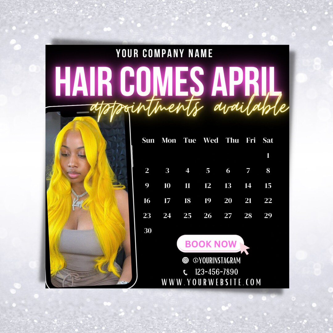 April Booking Flyer | April Social Media Flyer | April Appointments ...