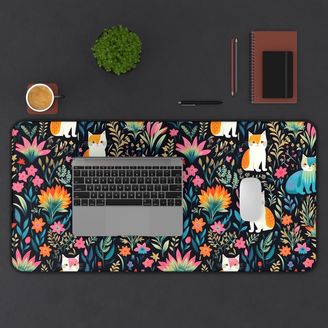 Cute Cat Desk Mat Desk Mat Aesthetic Pink Desk Mat Green - Etsy