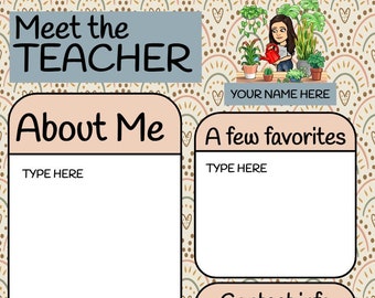 Boho Rainbow Meet the Teacher Template - Etsy