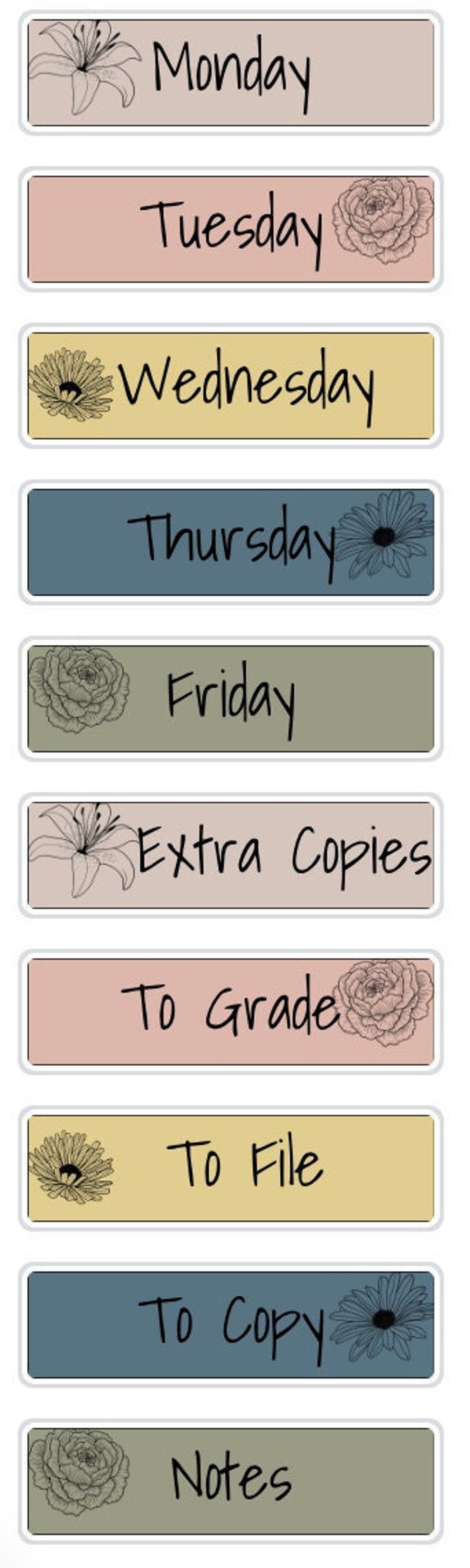 Boho Neutral 10 Drawer Labels - FULLY EDITABLE - Etsy