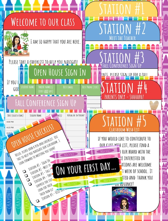 EDITABLE Classroom Open House Crayon Theme - Etsy