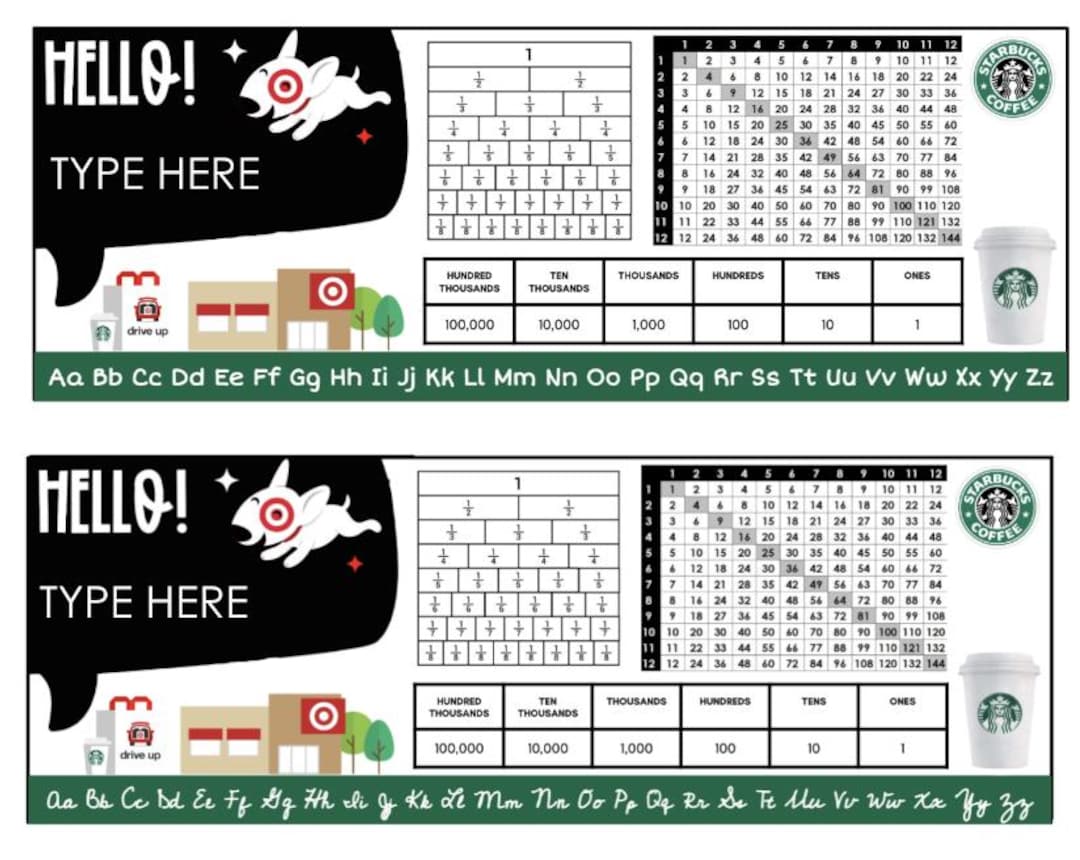 Starbucks/target Themed Classroom Name Tags - Etsy