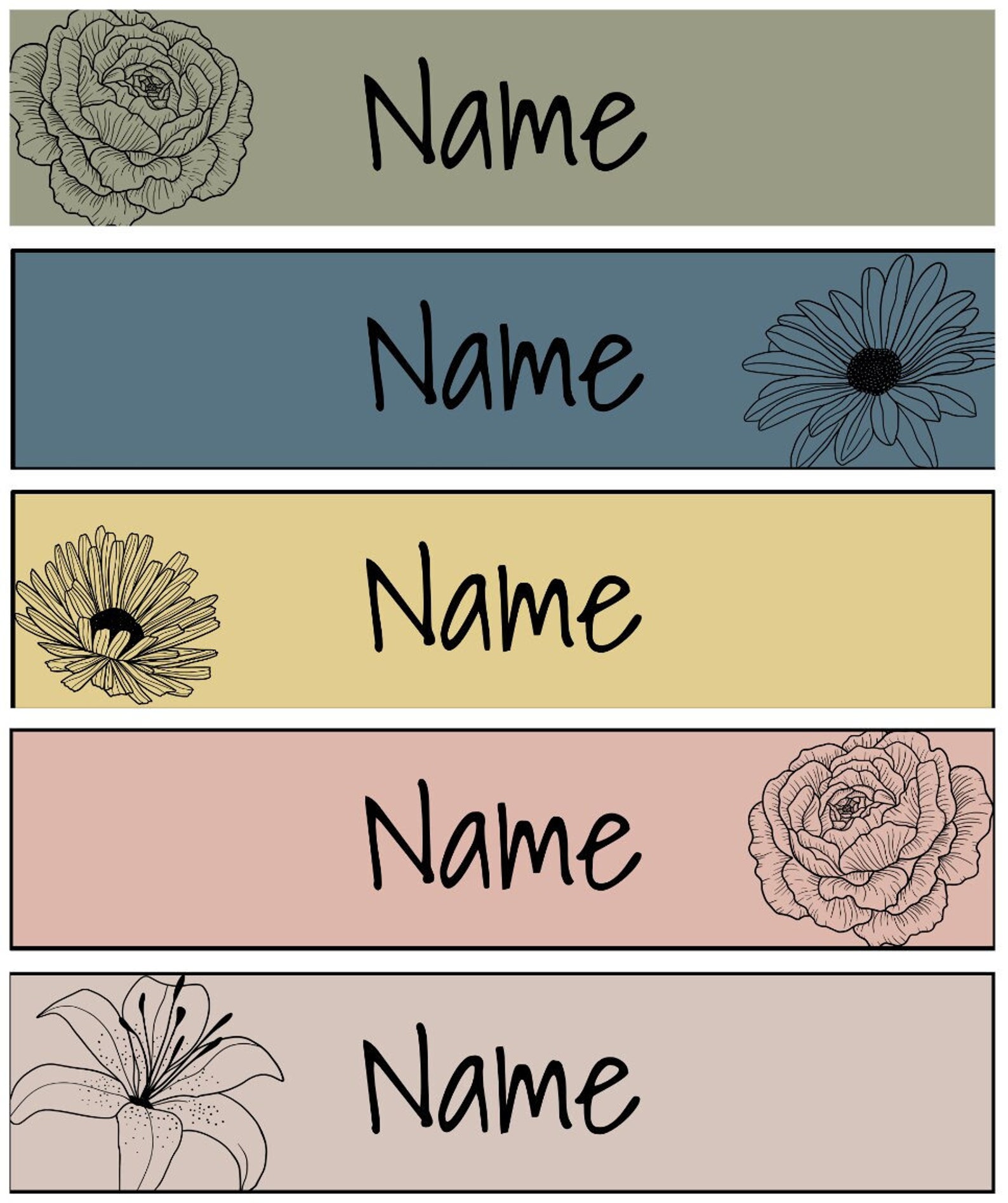 Boho Neutral Student Name Tags - FULLY EDITABLE - Etsy