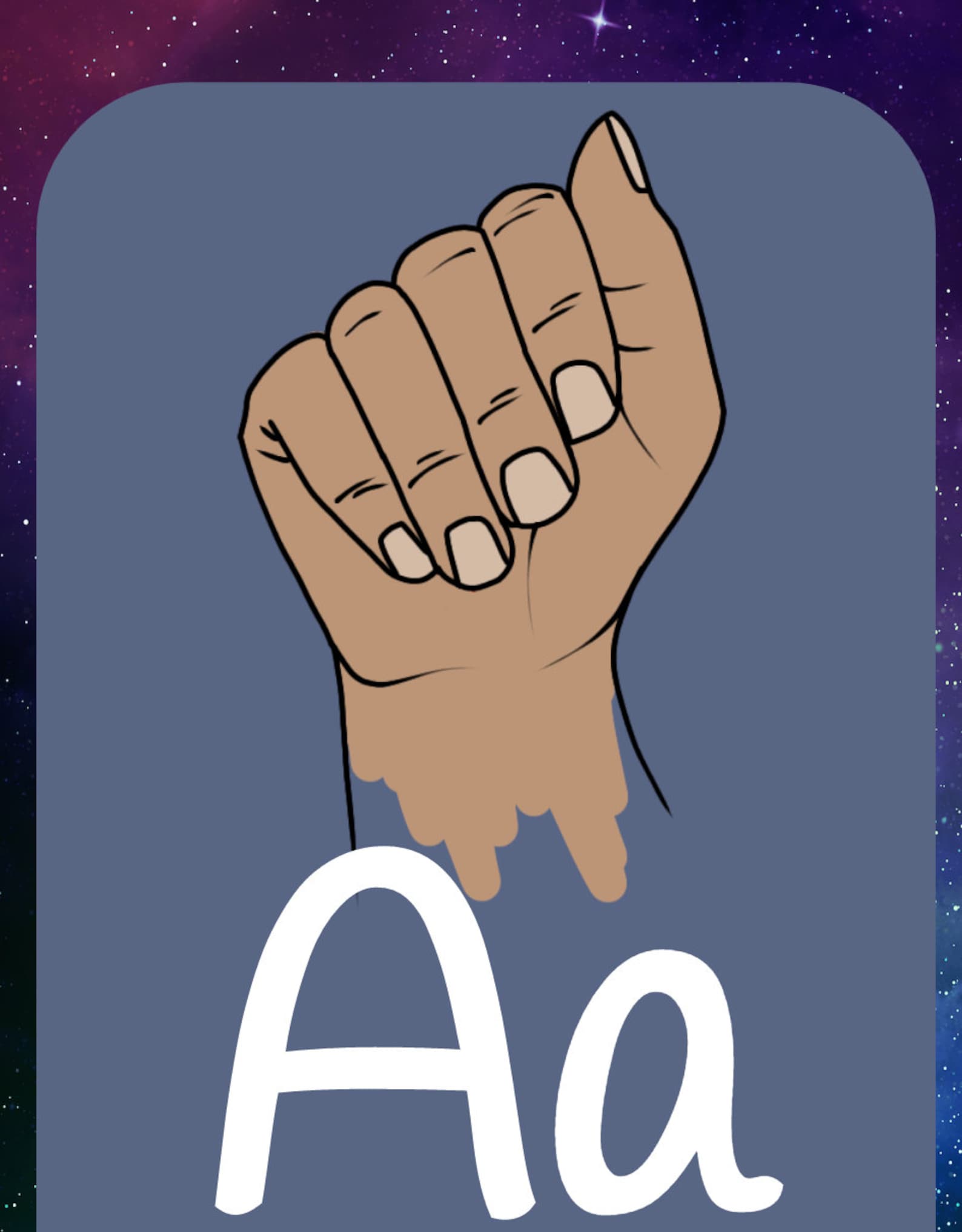 ASL PRINTABLE Alphabet for Classroom - Galaxy - Etsy