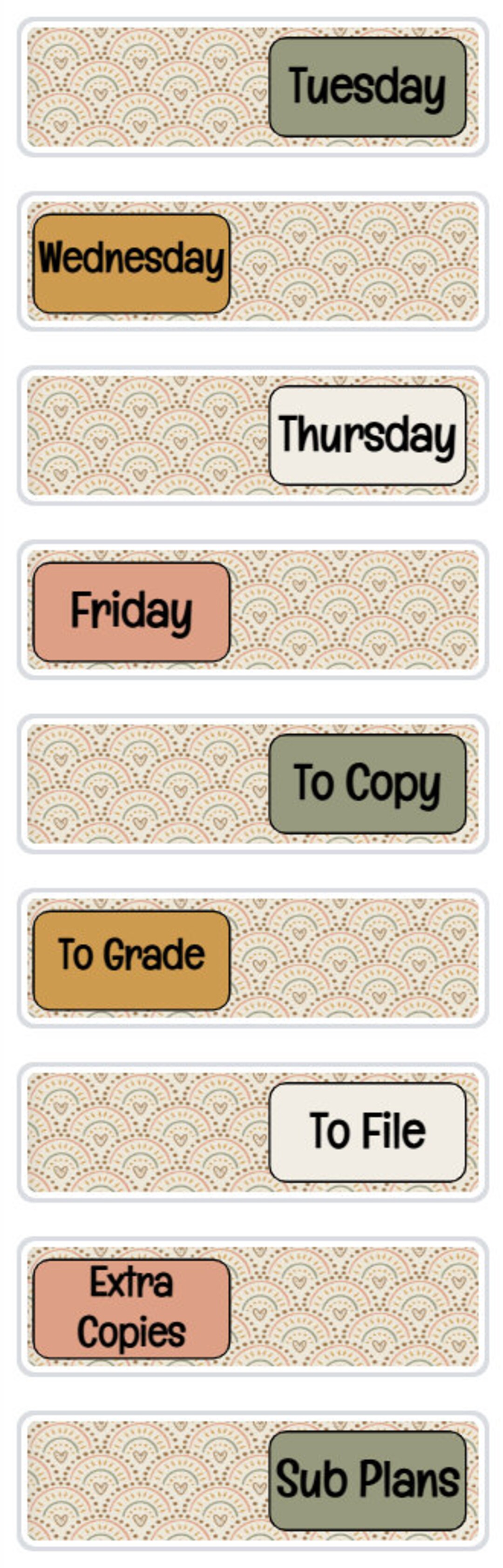 Neutral Boho Rainbows 10 Drawer Labels - FULLY EDITABLE - Etsy