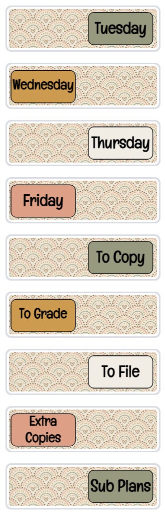 Neutral Boho Rainbows 10 Drawer Labels - FULLY EDITABLE - Etsy