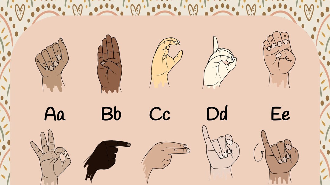 ASL PRINTABLE Alphabet for Classroom - Boho Rainbow - Etsy