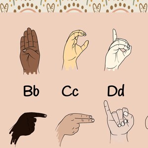 ASL PRINTABLE Alphabet for Classroom - Boho Rainbow - Etsy