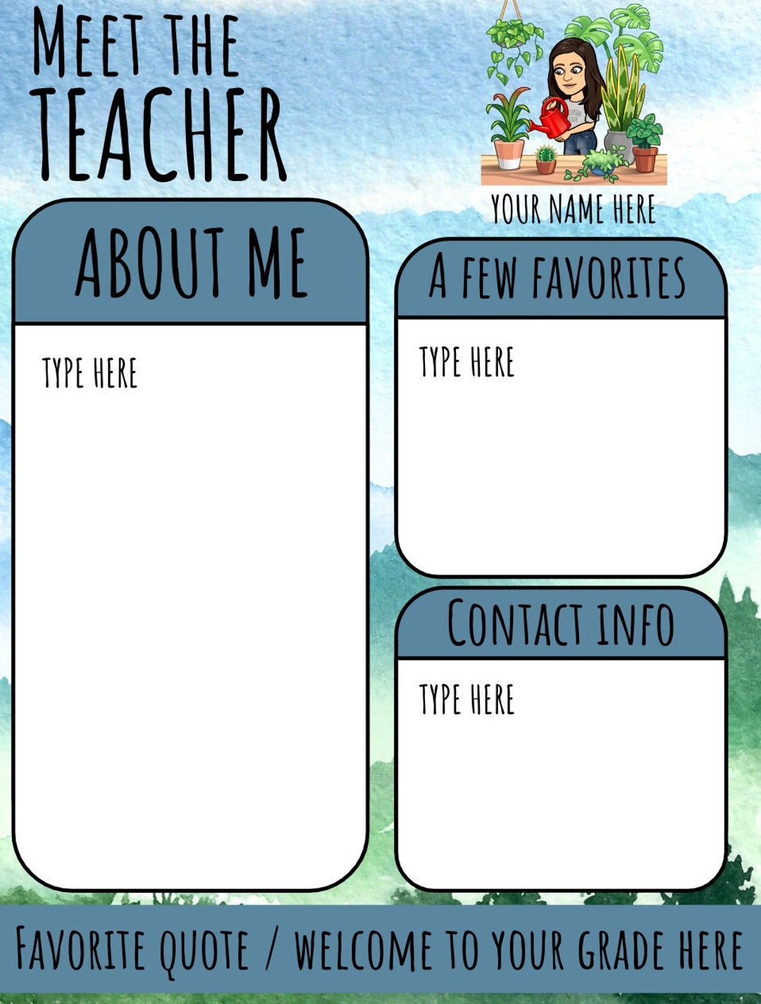 Meet the Teacher Template - Mountain - Etsy