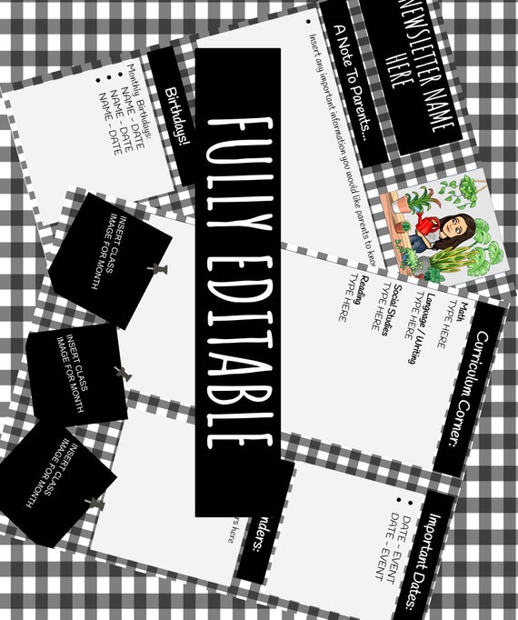 Fully EDITABLE Monthly Newsletter TEMPLATE Farmhouse Theme - Etsy