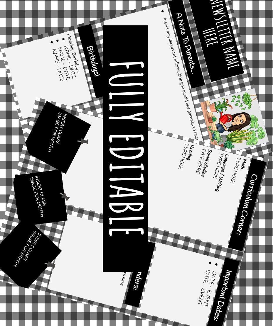 Fully EDITABLE Monthly Newsletter TEMPLATE Farmhouse Theme - Etsy