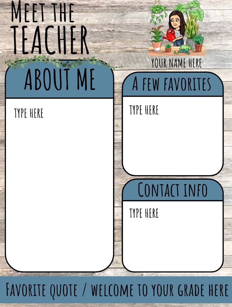 Meet the Teacher Template - Plants - Etsy
