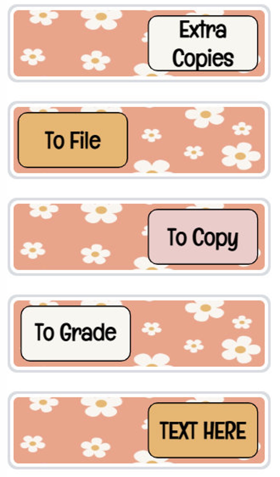 Boho Daisy FLORAL 10 Drawer Labels - FULLY EDITABLE - Etsy
