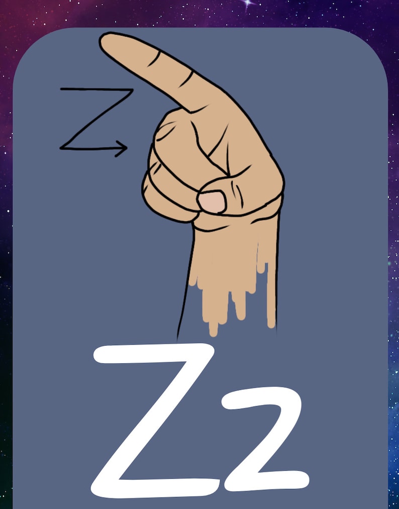 ASL PRINTABLE Alphabet for Classroom - Galaxy - Etsy