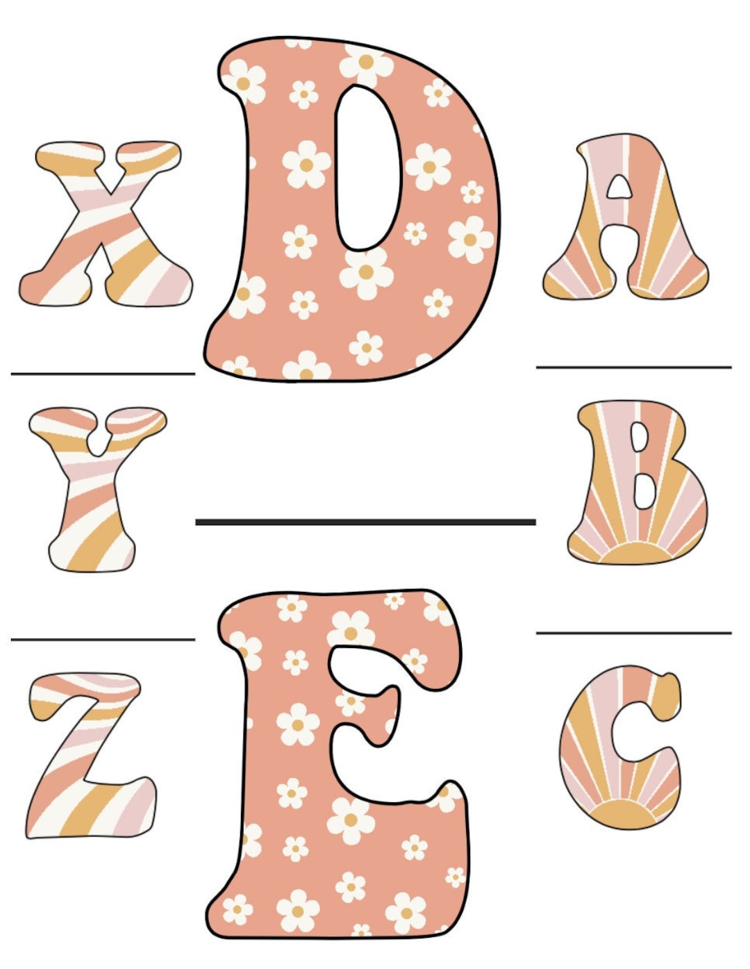 Boho / Retro PRINTABLE Bulletin Board Letters - Etsy