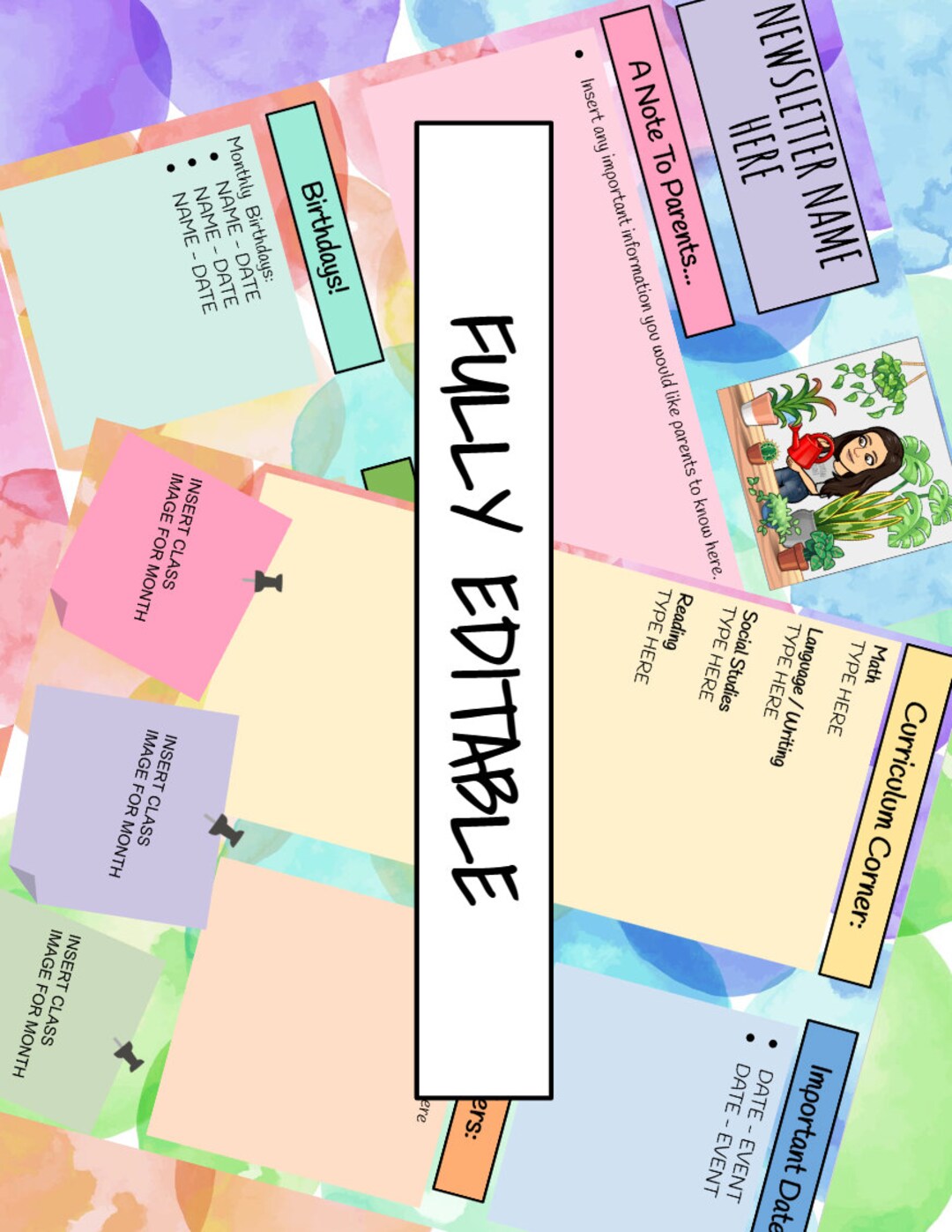 Fully EDITABLE Monthly Newsletter TEMPLATE Rainbow Theme - Etsy