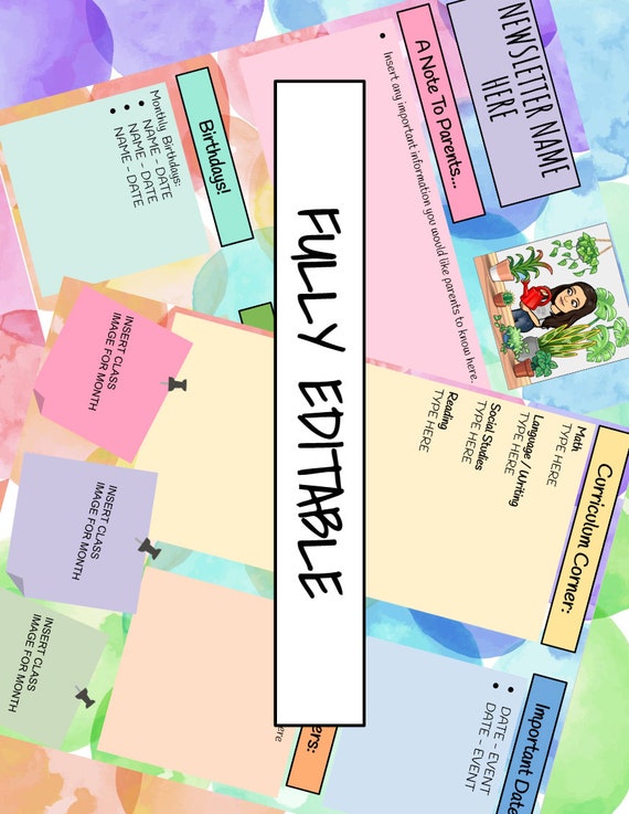 Fully EDITABLE Monthly Newsletter TEMPLATE Rainbow Theme - Etsy