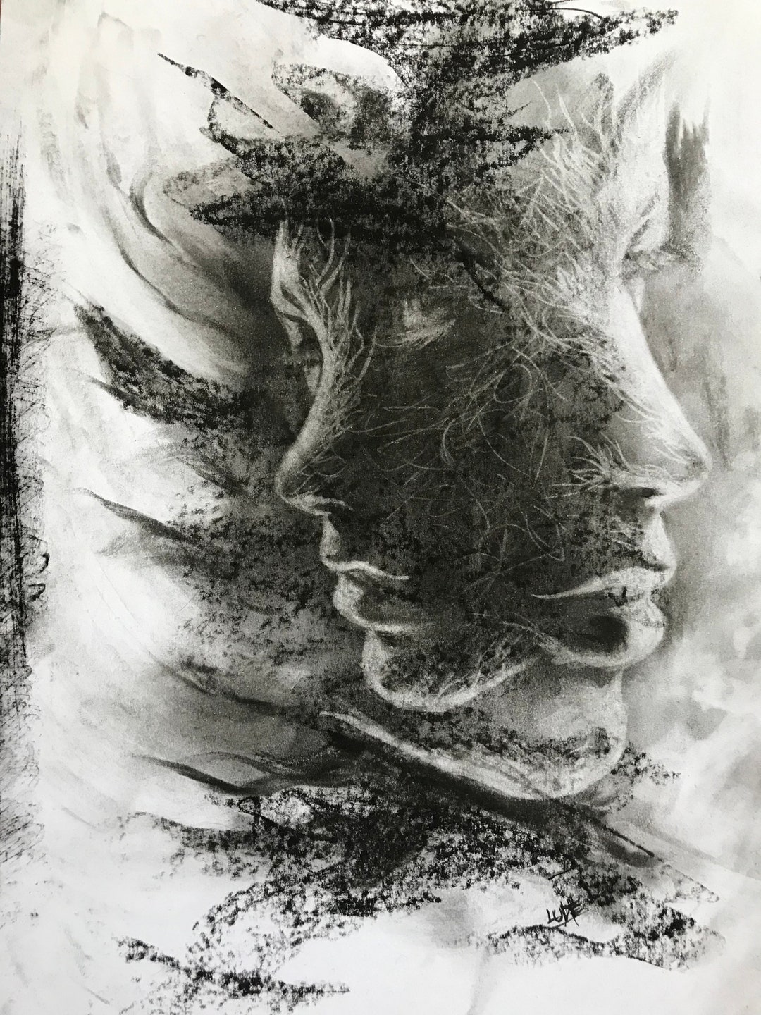 Abstract Art Charcoal Drawing soul - Etsy