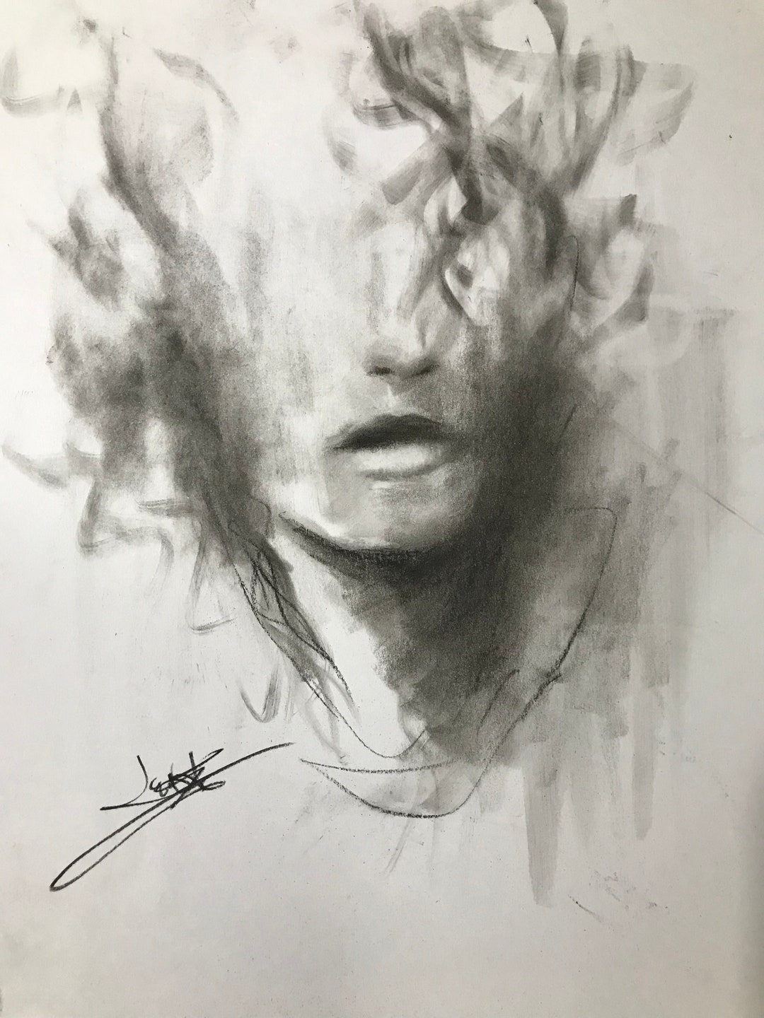 Abstract Art Charcoal Drawing fades Away - Etsy UK