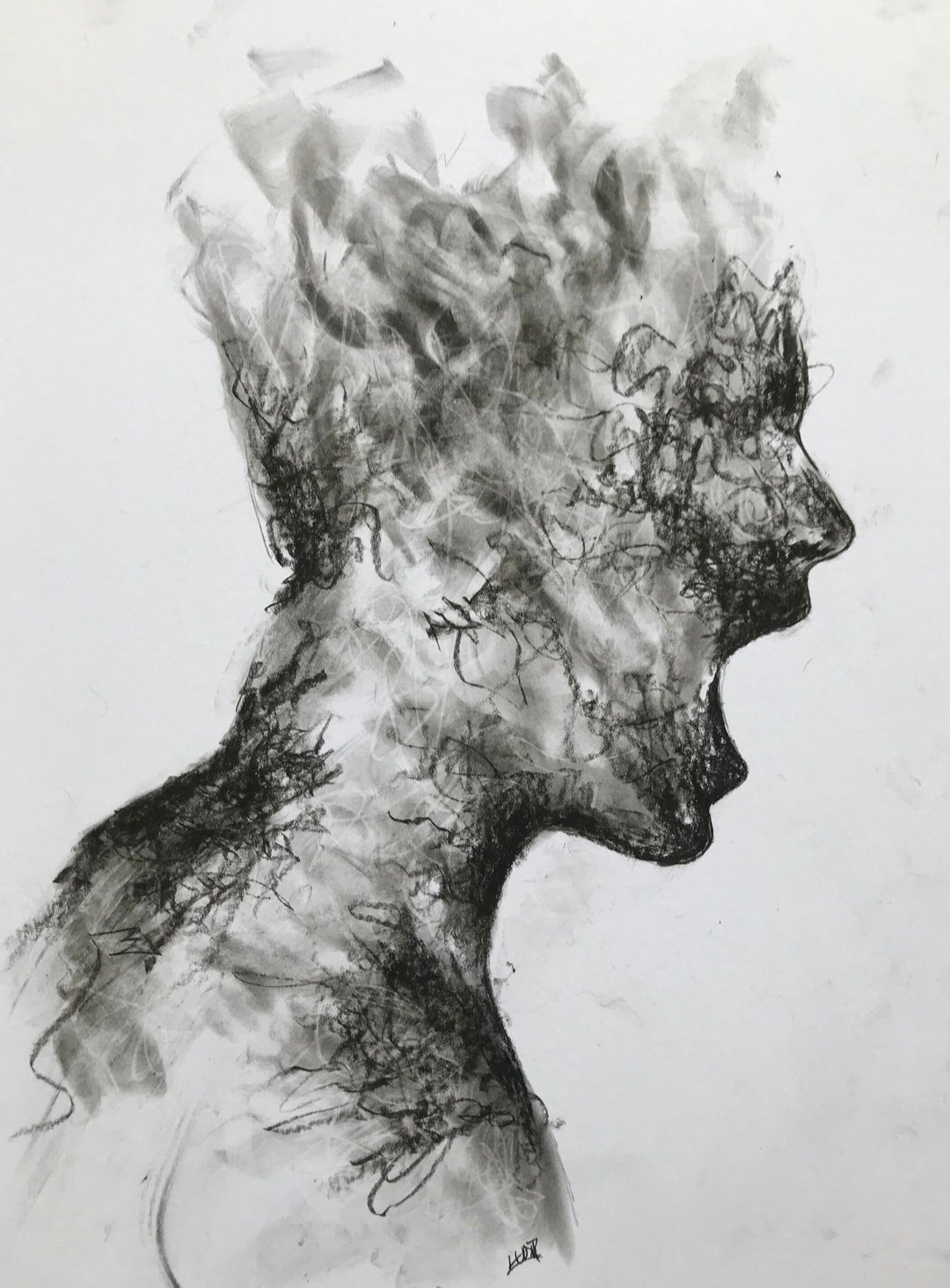 Abstract Art Charcoal Drawing scream - Etsy