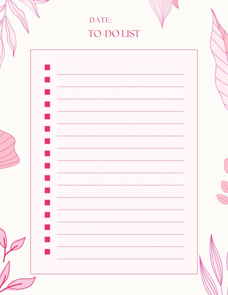 Pink to Do List Printable - Etsy