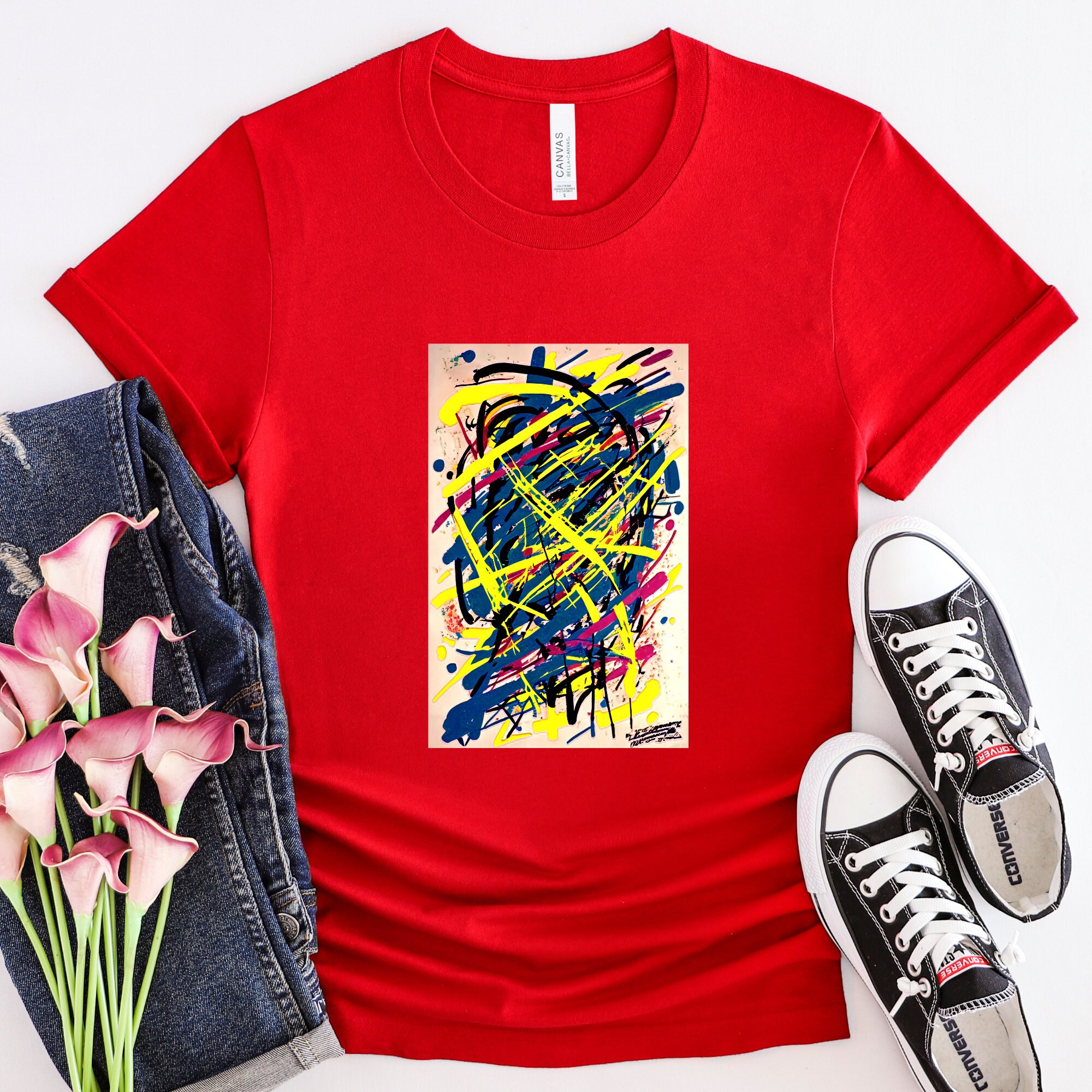Neon Jackson Pollock Tee Colorful Abstract Art T-shirt Unique Gift for ...