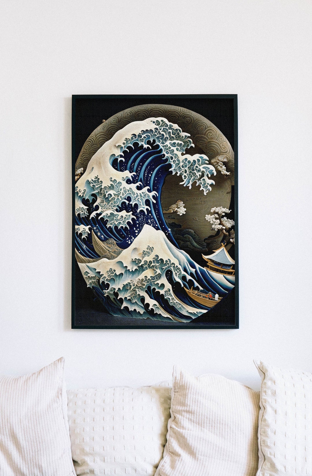 The Great Wave Print, Canvas Wall Art, Framed Seascape, Ocean Wave ...