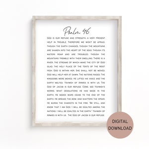 Psalm 46 Bible Printable, Wall Art Printable, Christian Decor ...