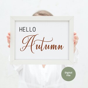 Hello Autumn Sign Printable, Fall Wall Art, Thanksgiving Decor, Modern ...
