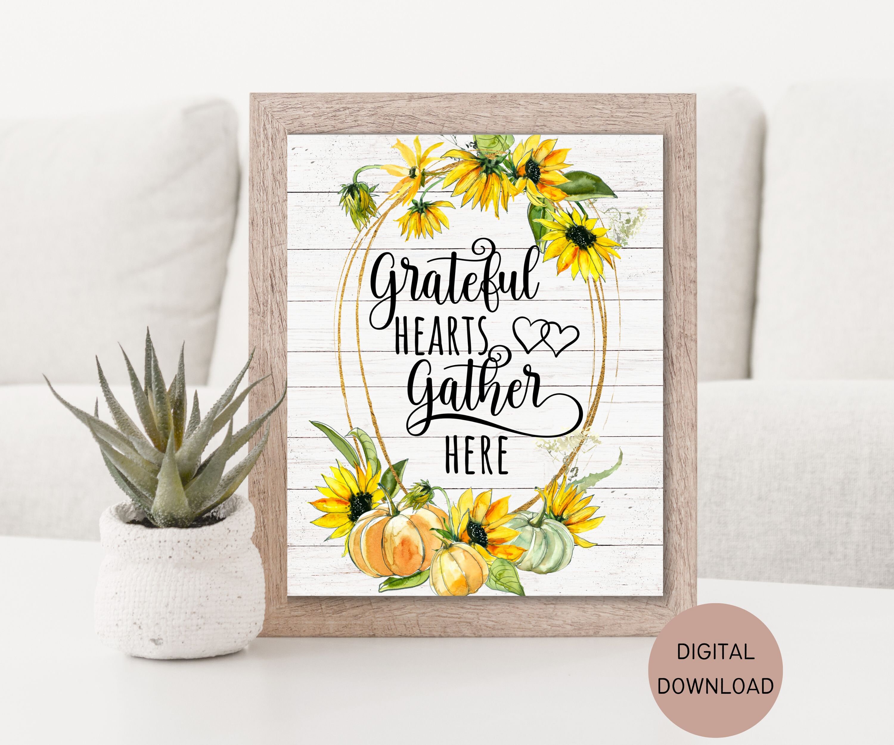 Gather Fall Printable Farmhouse Sunflowers and Pumpkins Wall - Etsy