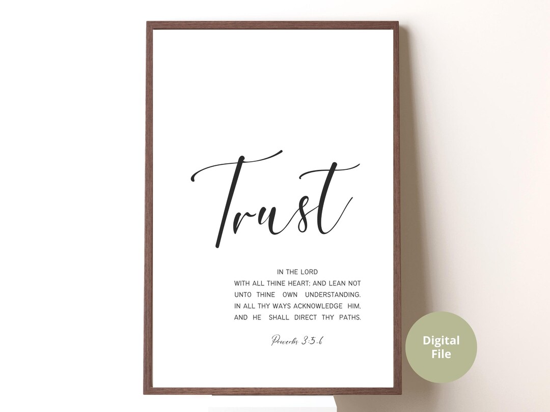 Proverbs 3:5-6 Bible Printable KJV, Wall Art Printable, Christian Decor ...
