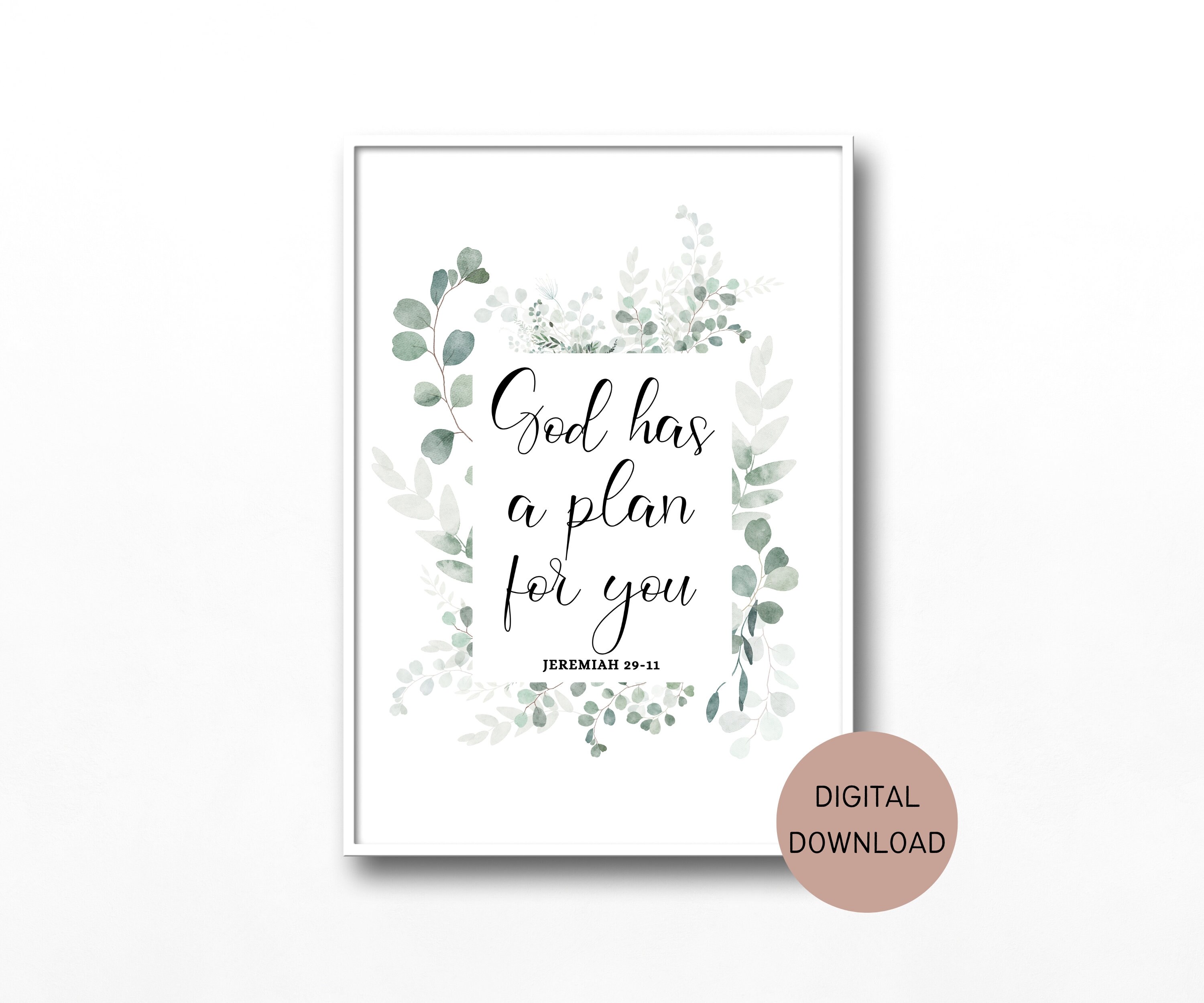 Jeremiah 29:11 Bible Verse Wall Art Printable - Minimalist Botanical ...