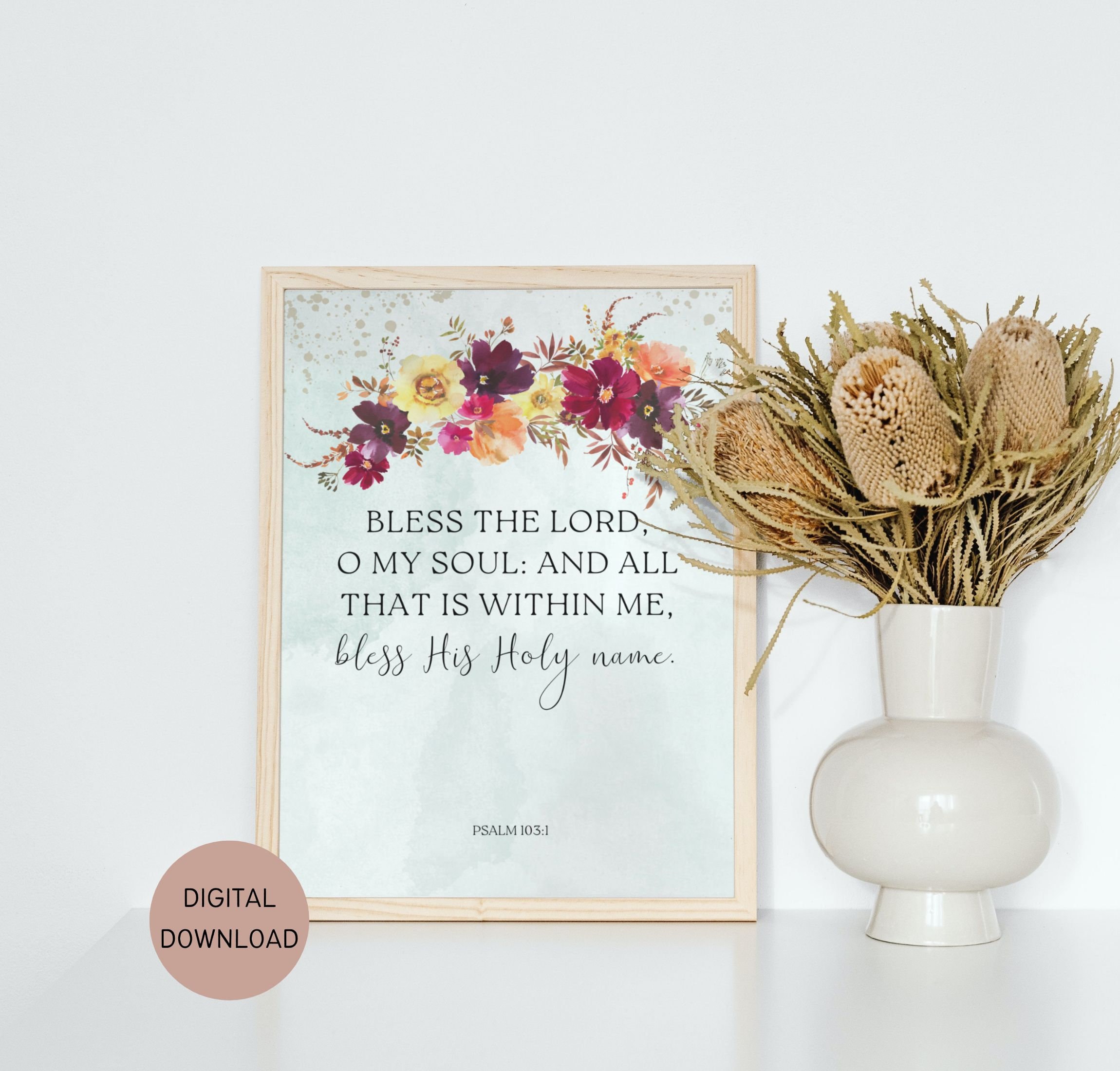 Bless the Lord Bible Verse Wall Art - Fall Christian Decor Digital ...