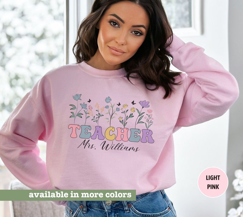 Personalized Teacher Sweatshirt Teacher Name Crewneck Retro Etsy