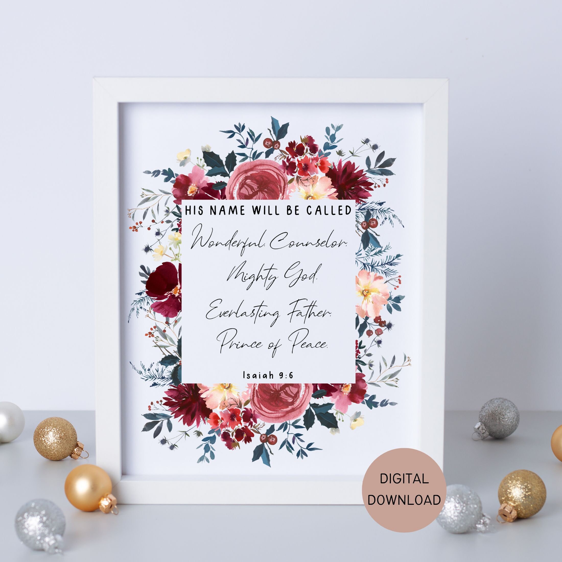Christmas Printable Wall Art, Bible Verse Printable, Holiday Art Decor ...
