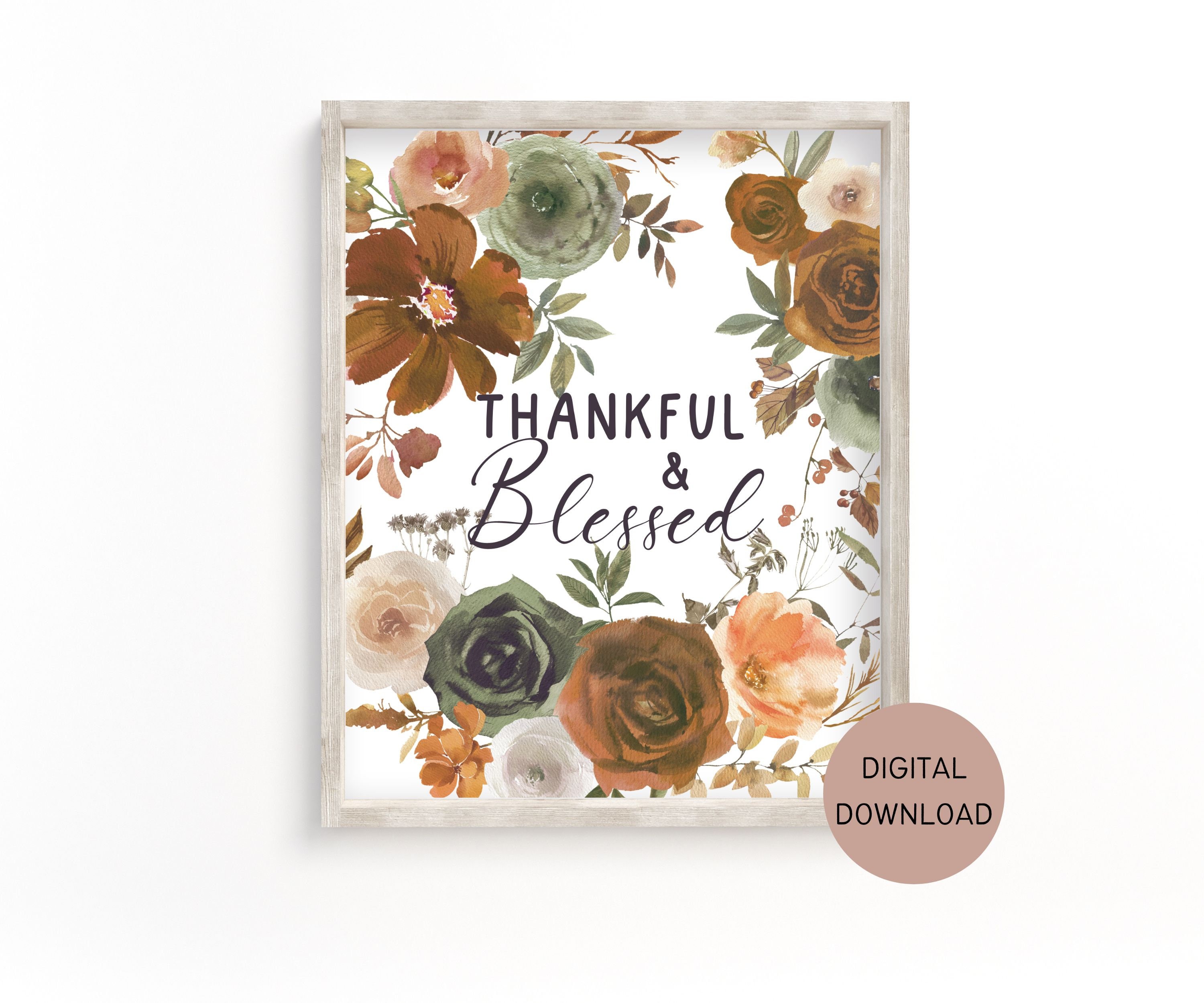 Thankful and Blessed Fall Printable - Farmhouse Watercolor Autumn ...