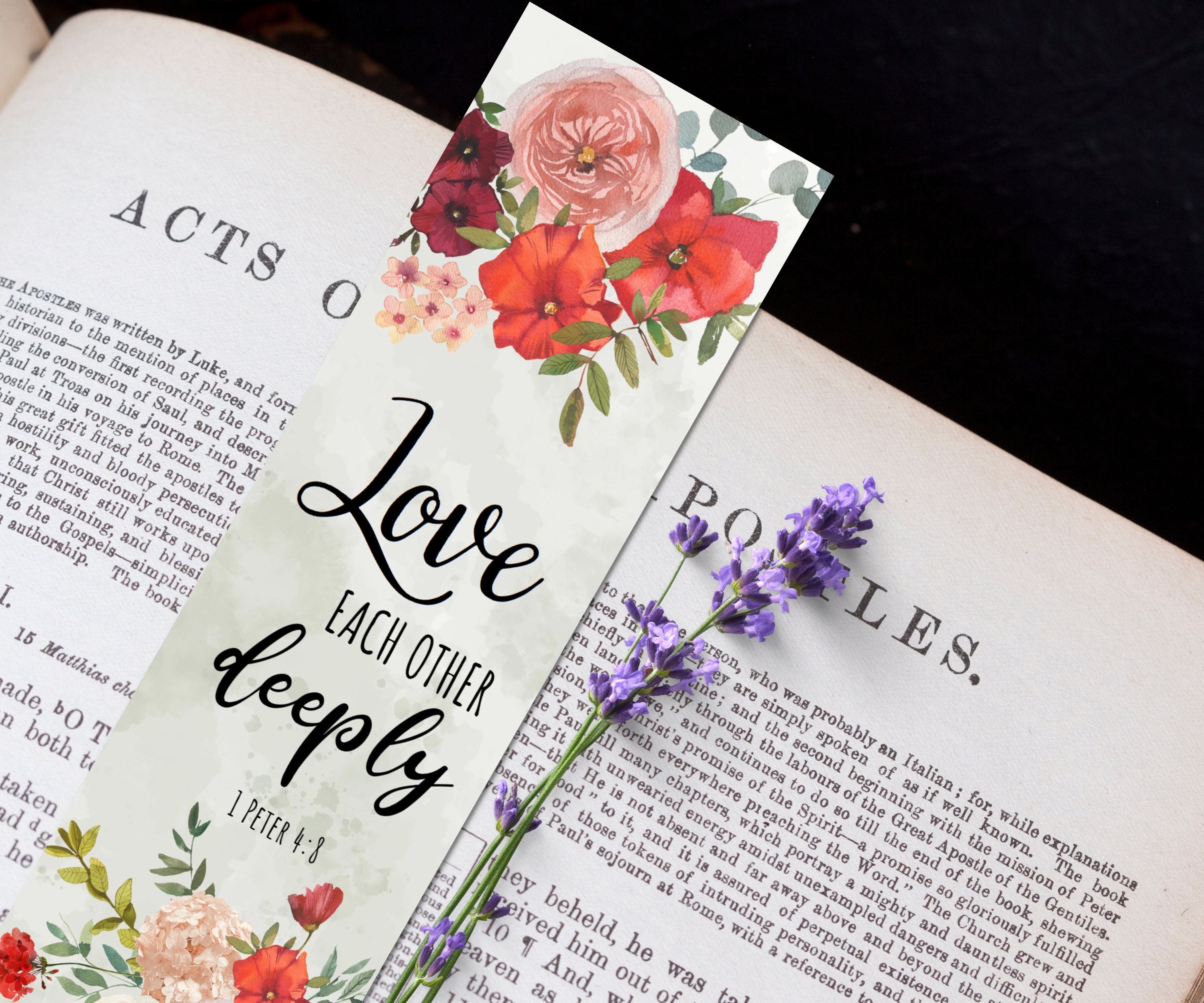 Bible Verse Bookmarks With Watercolor Floral Design - Set of 5 Faith ...