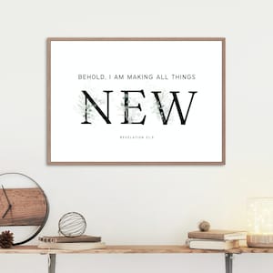 Bible Verse Printable Revelation 21:5 Christian Wall Art - Botanical ...