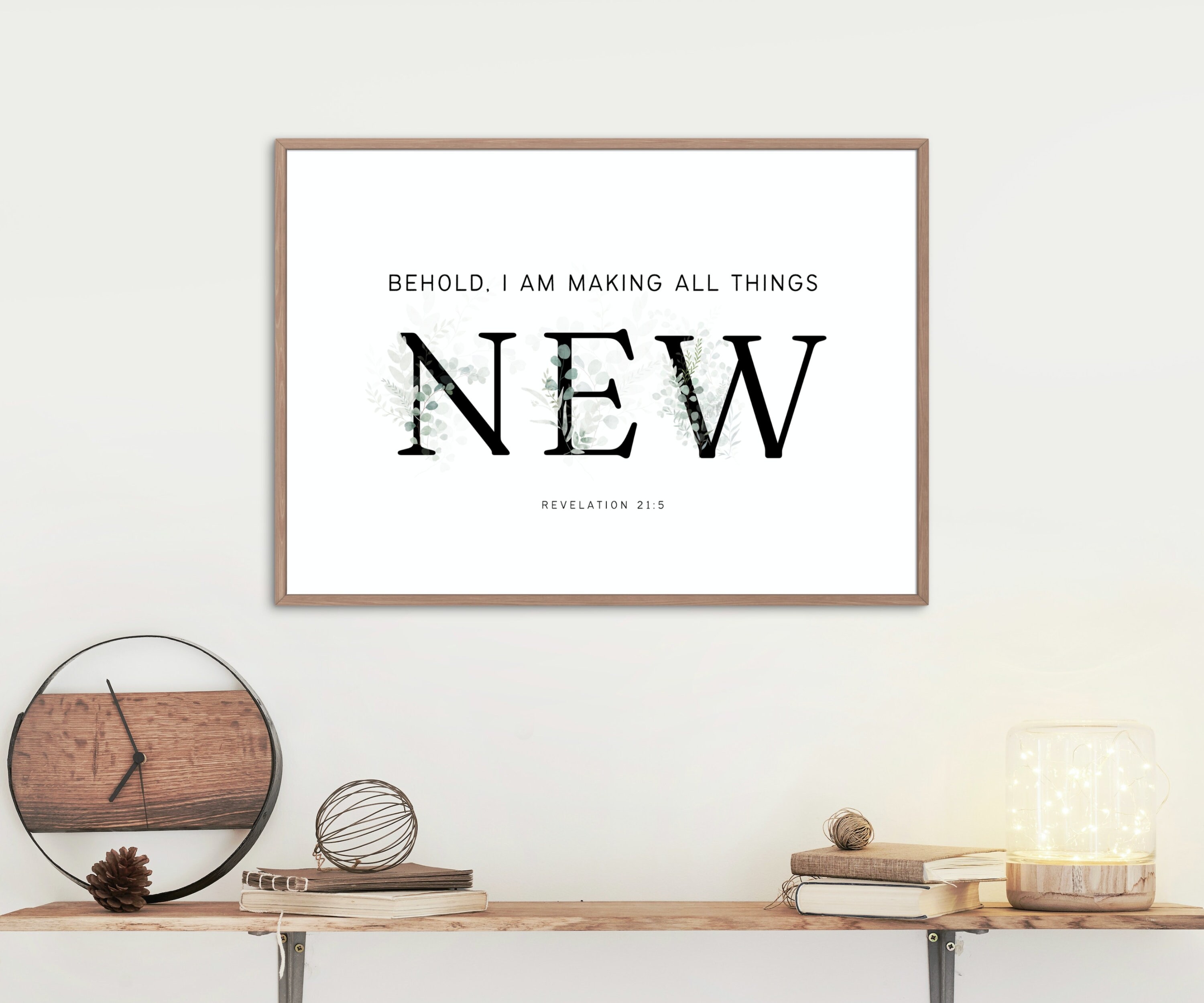 Bible Verse Printable Revelation 21:5 Christian Wall Art - Botanical ...
