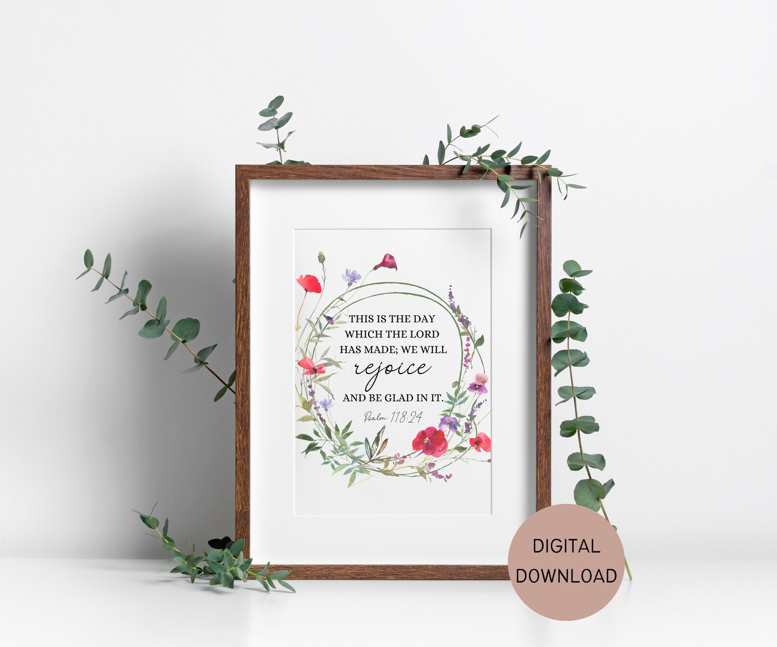 Bible Verse Printable Psalm 118:24 Christian Wall Art - Wildflowers ...