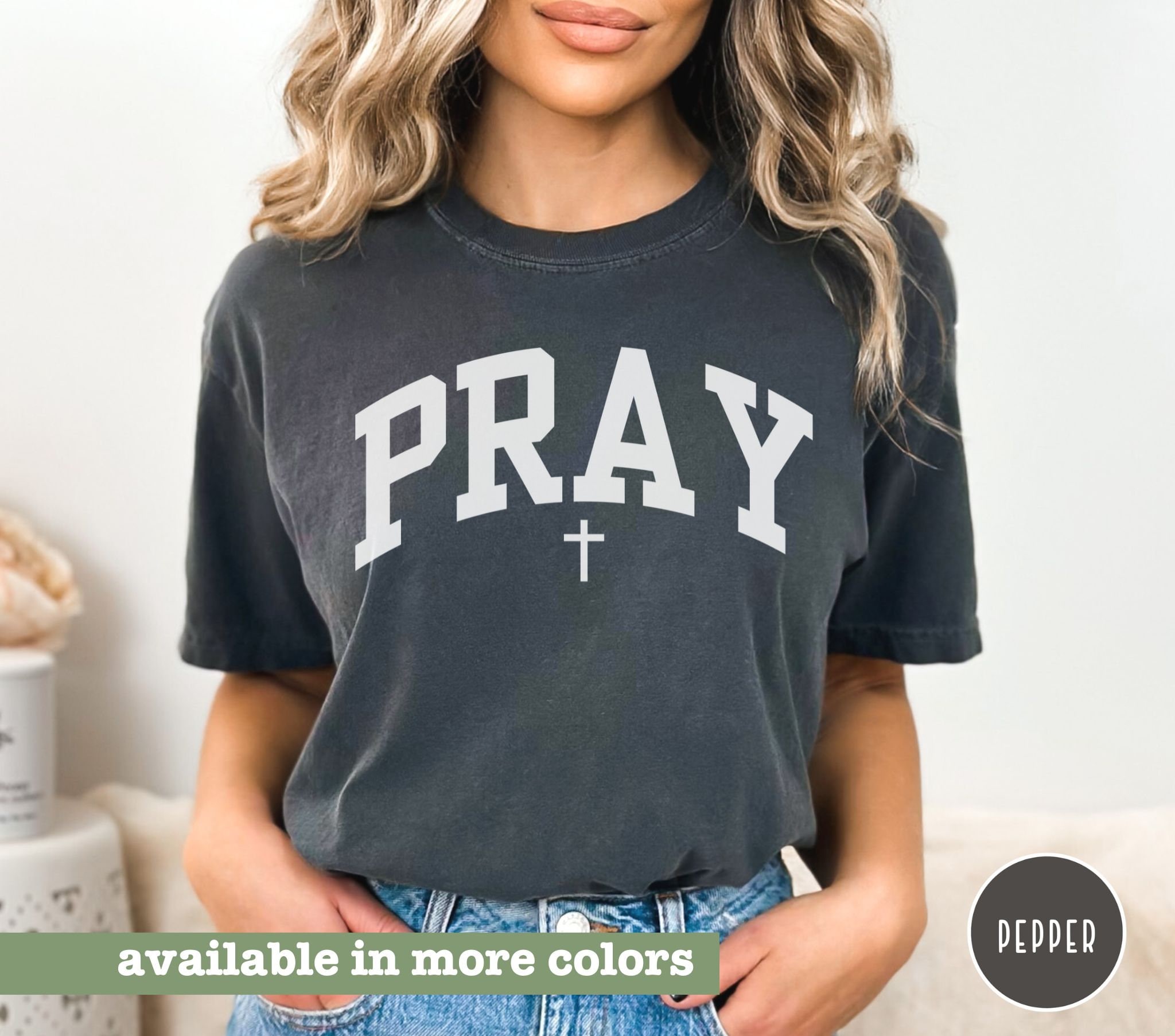 Pray Christian Cotton T-shirt Inspirational Tee for Men and Women Faith ...