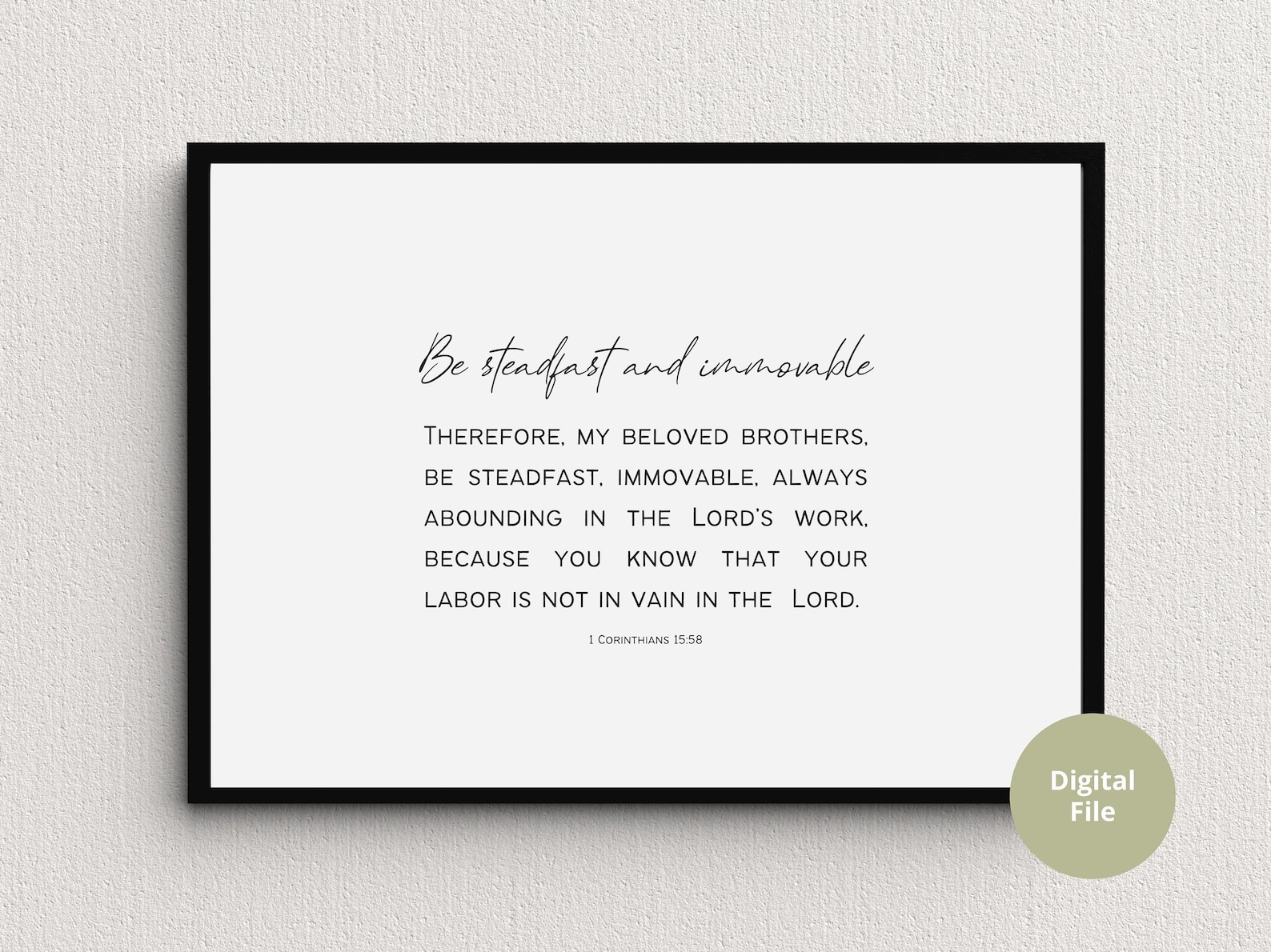 Bible Verse 1 Corinthians 15:58 Printable Wall Art Print - Etsy