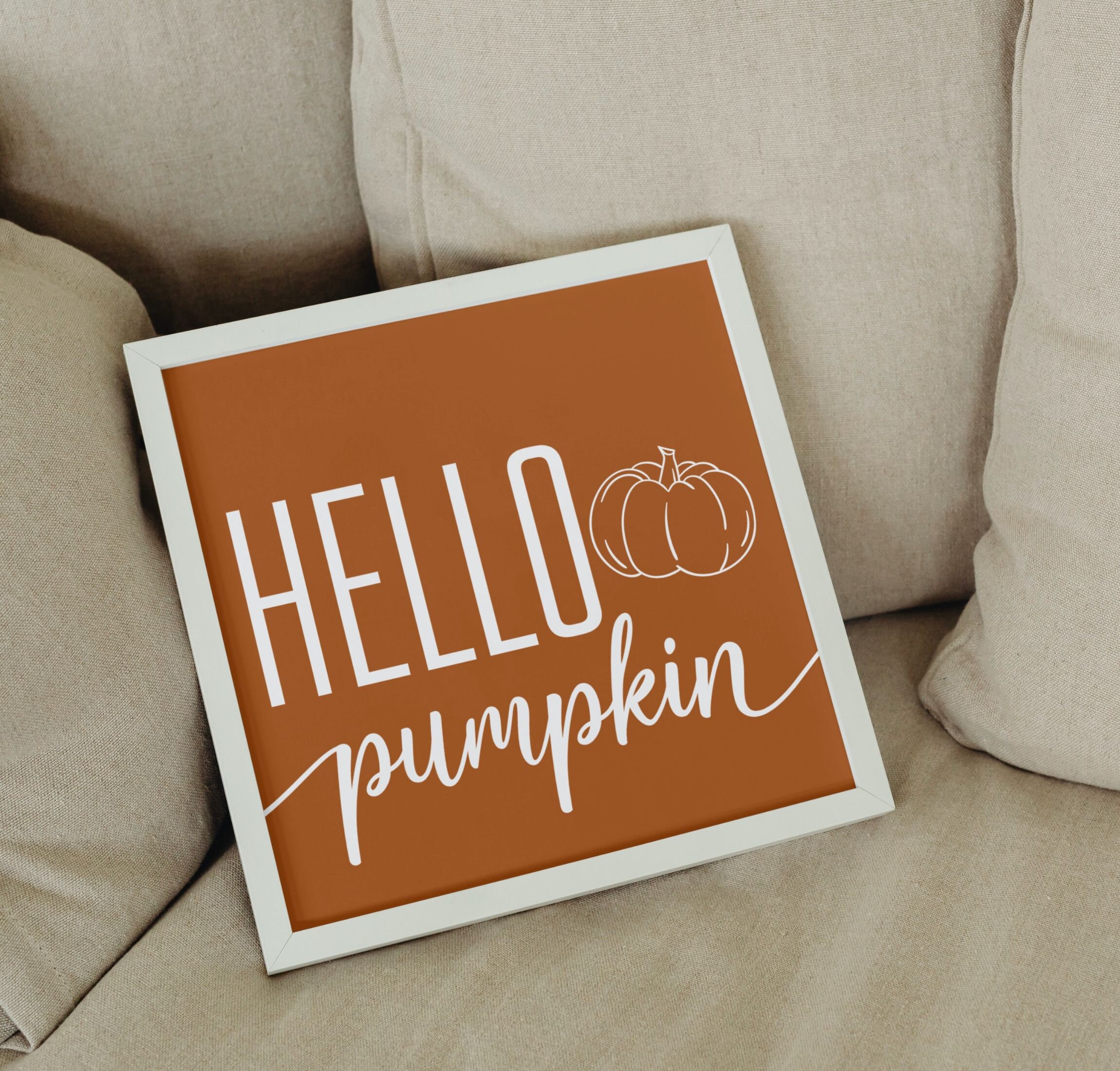 Hello Pumpkin Printable - Farmhouse Autumn Wall Art, Living Room Decor ...