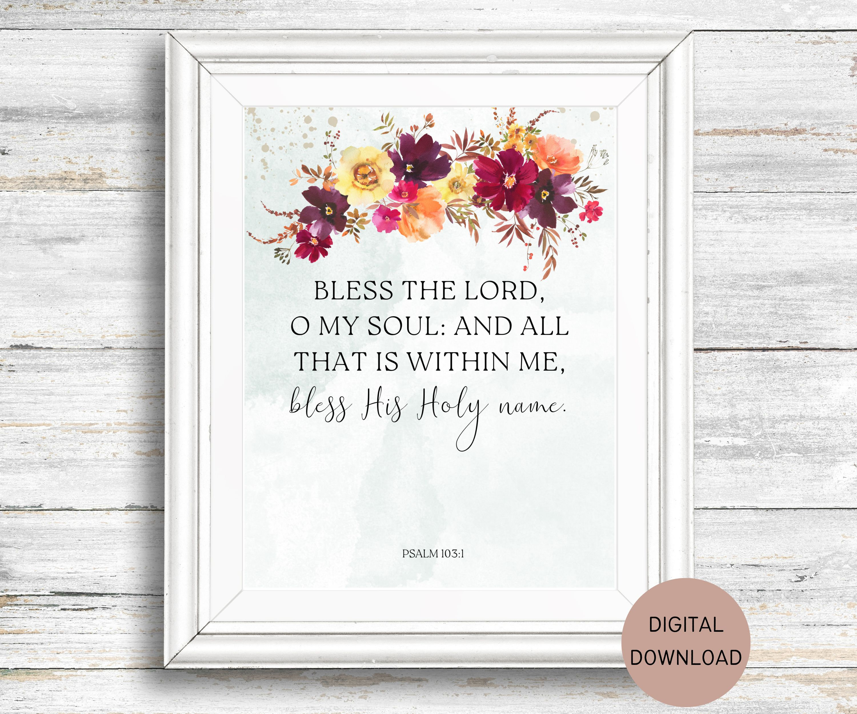 Bless the Lord Bible Verse Wall Art - Fall Christian Decor Digital ...