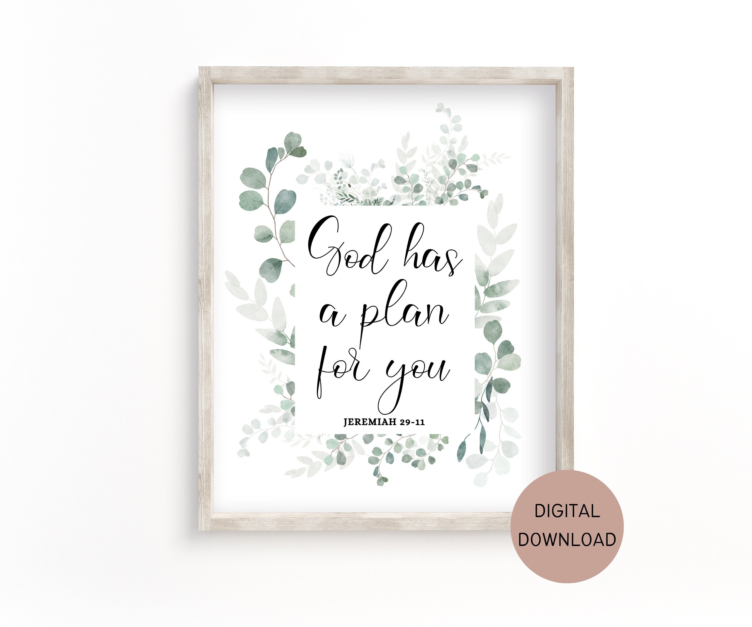 Jeremiah 29:11 Bible Verse Wall Art Printable - Minimalist Botanical ...