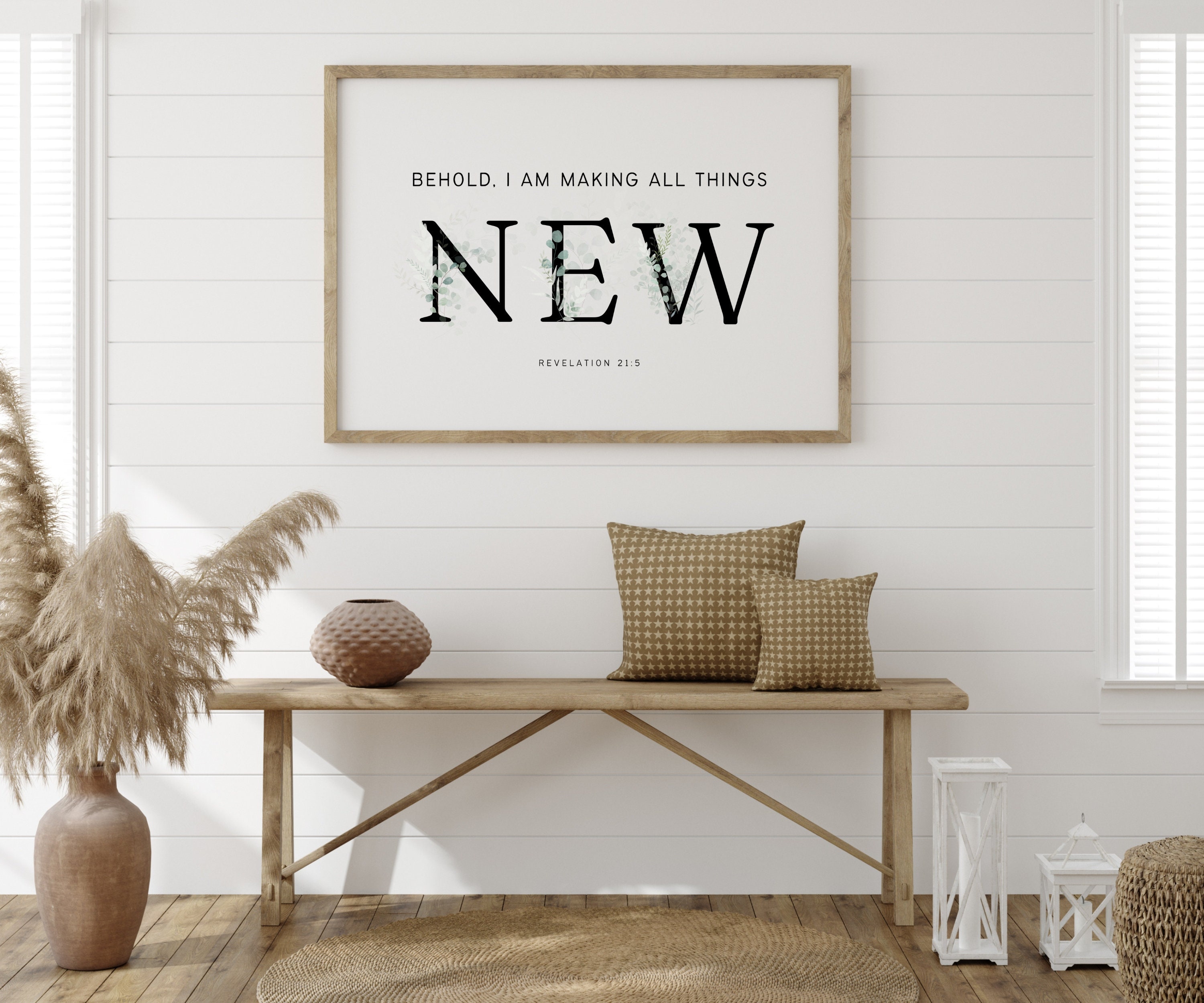 Bible Verse Printable Revelation 21:5 Christian Wall Art - Botanical ...