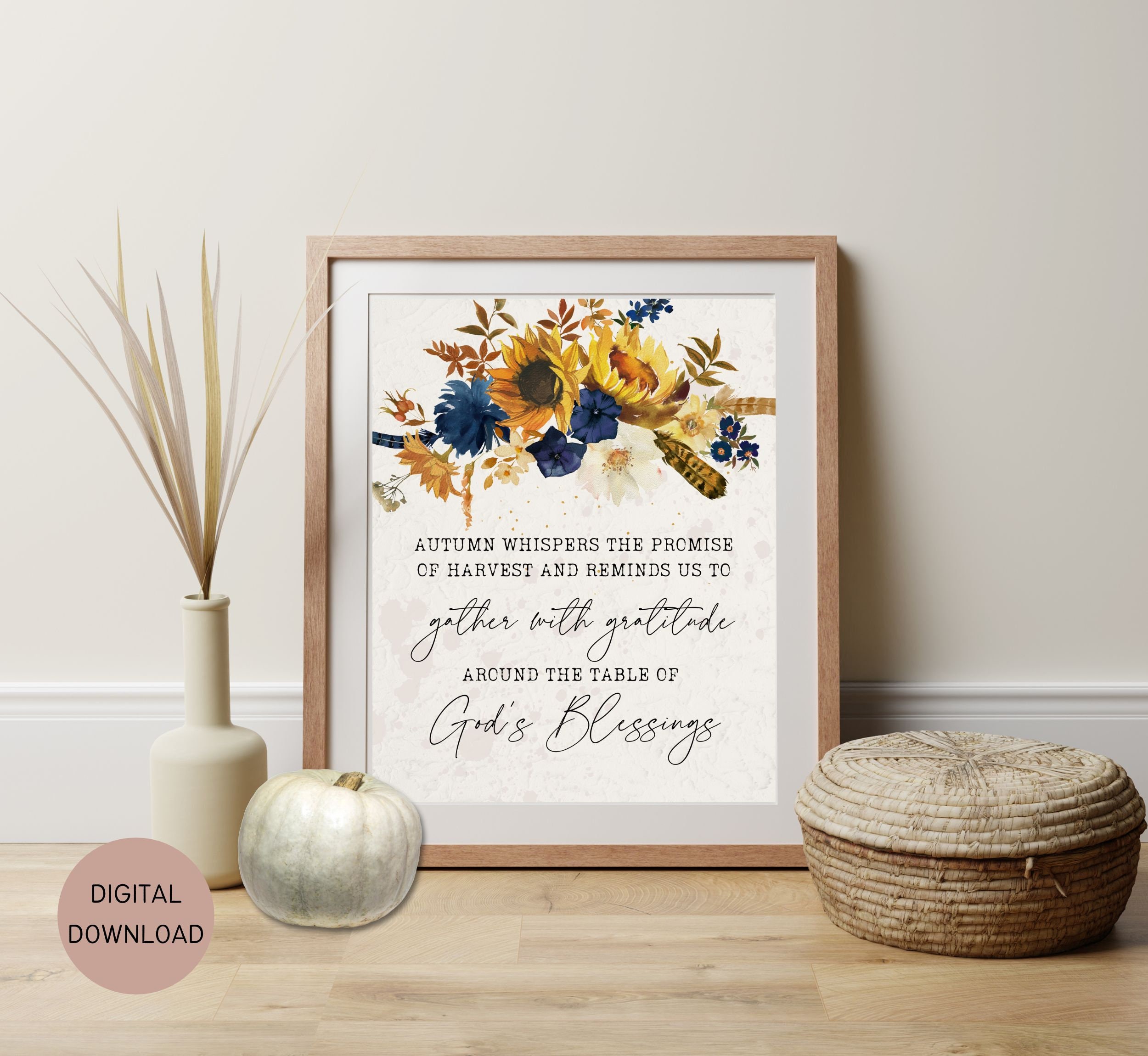 Autumn Floral God's Blessings Printable - Fall Christian Wall Art ...
