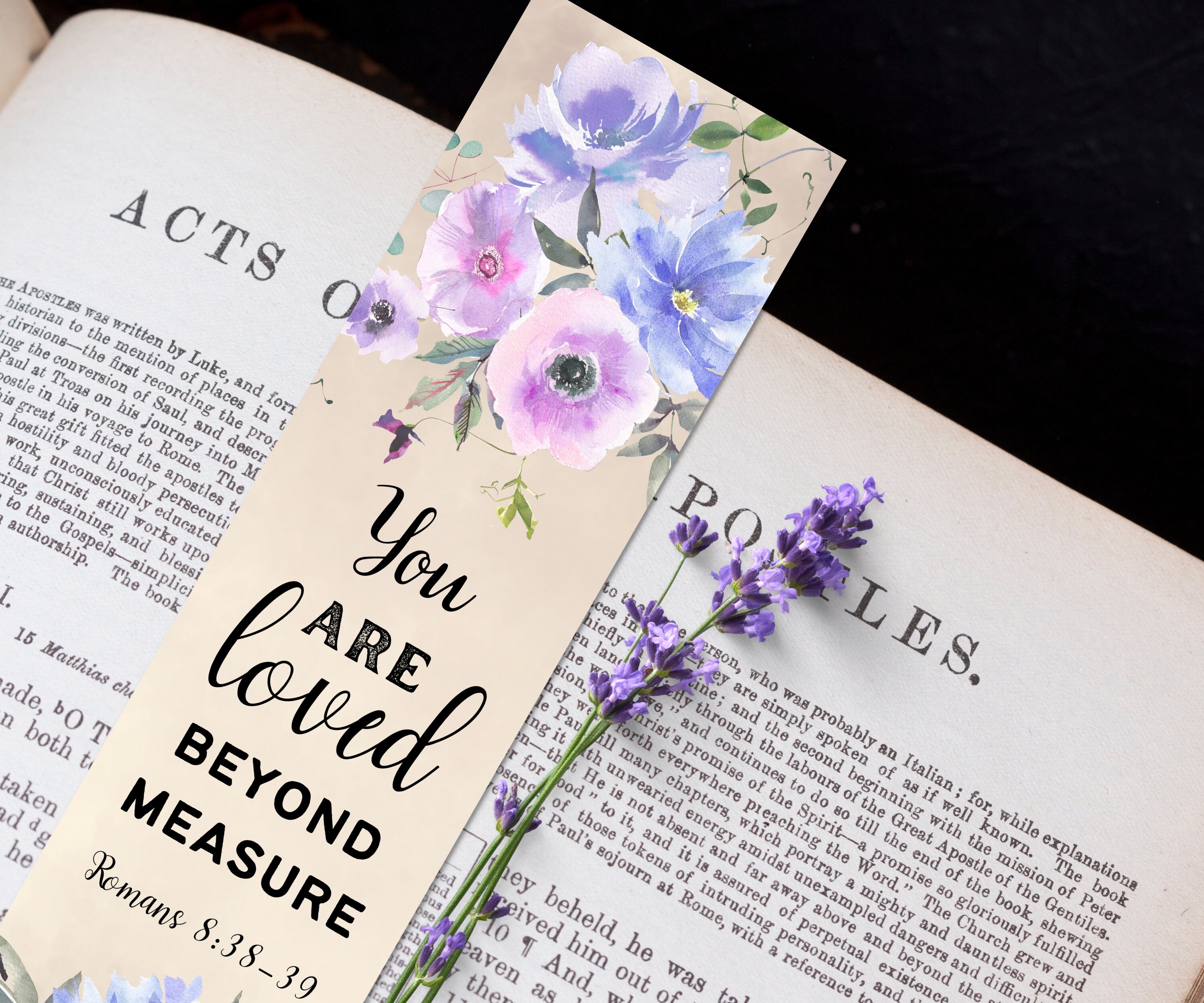 Digital Download Bible Verse Bookmarks With Watercolor Floral Design ...